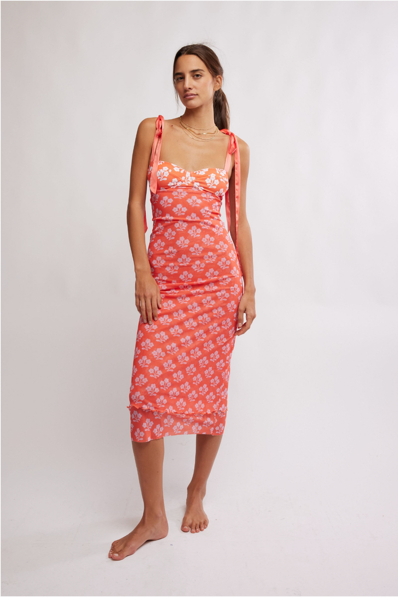 Free People - Printed Got Glam Slip in Coral Combo – Blue Ox Boutique
